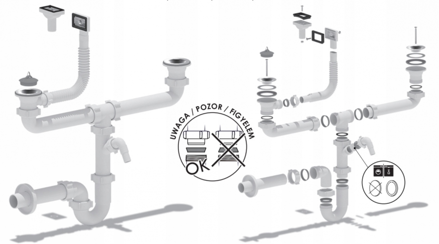 Syfon do zlewu 50mm rurowy 2 komory z przelewem - Bolesta24.pl